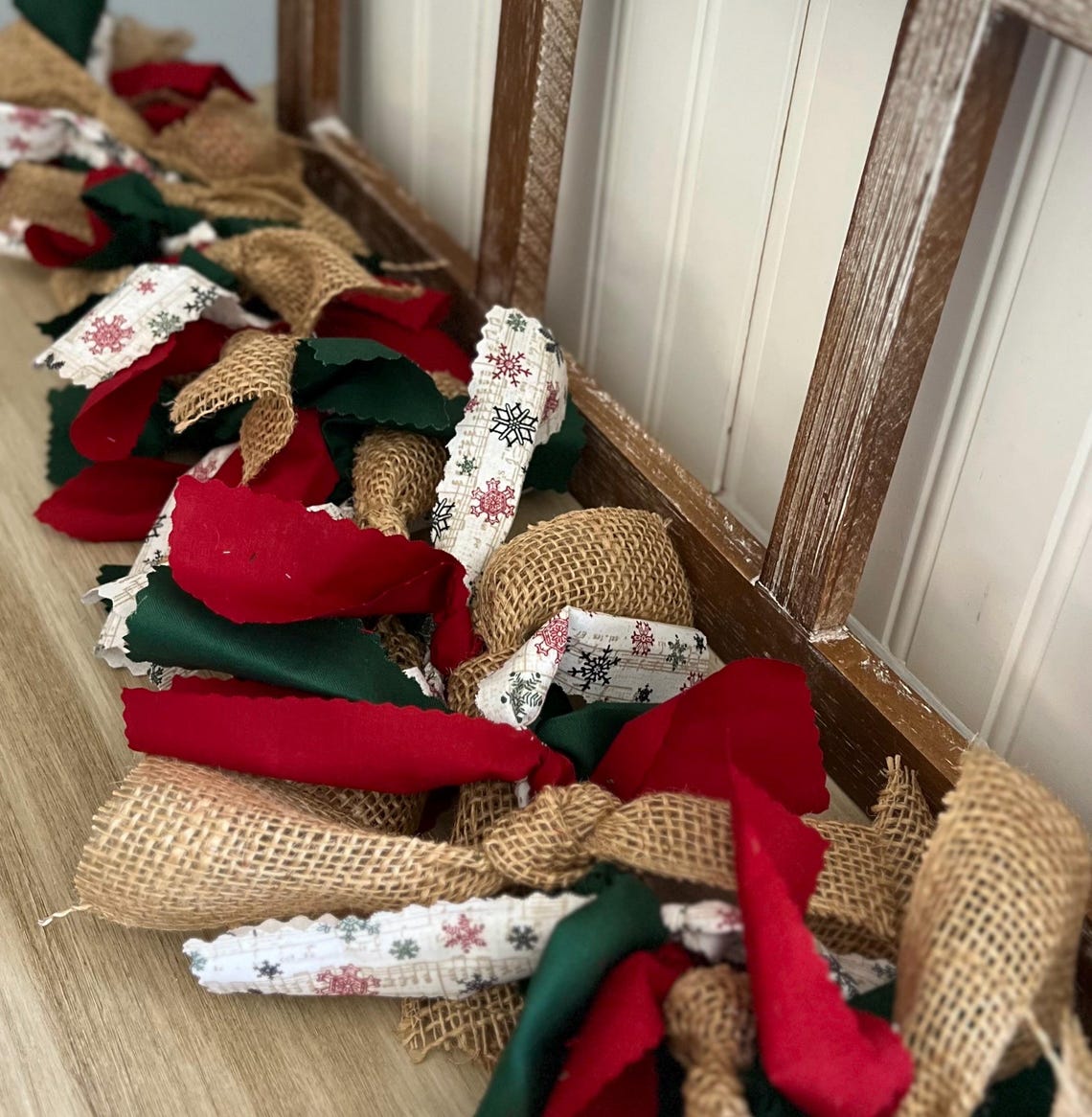 Christmas Snowflake Rag Garland by Themozycorner • Hand Tied Burlap ...