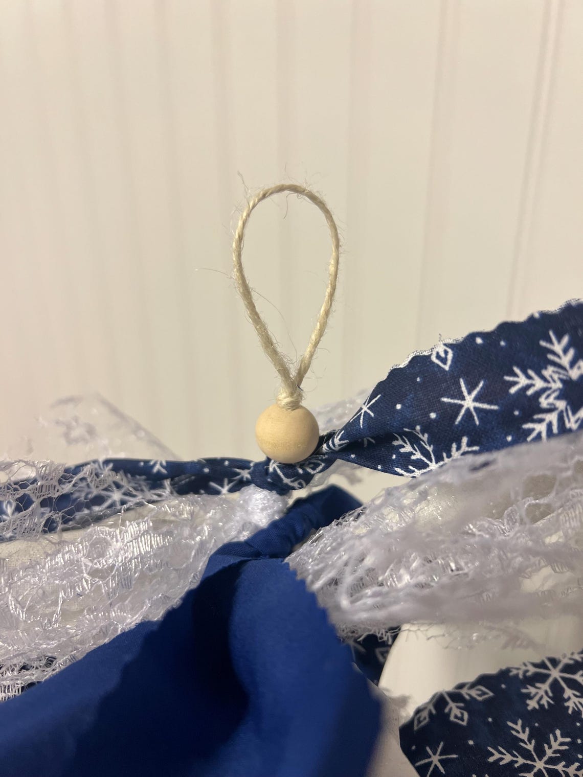 Navy Blue Snowflake Rag Garland by Themozycorner • White Lace Garland ...