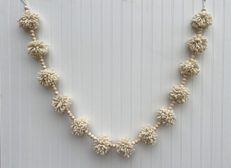Snowball Beaded Yarn Garland by Themozycorner - Etsy