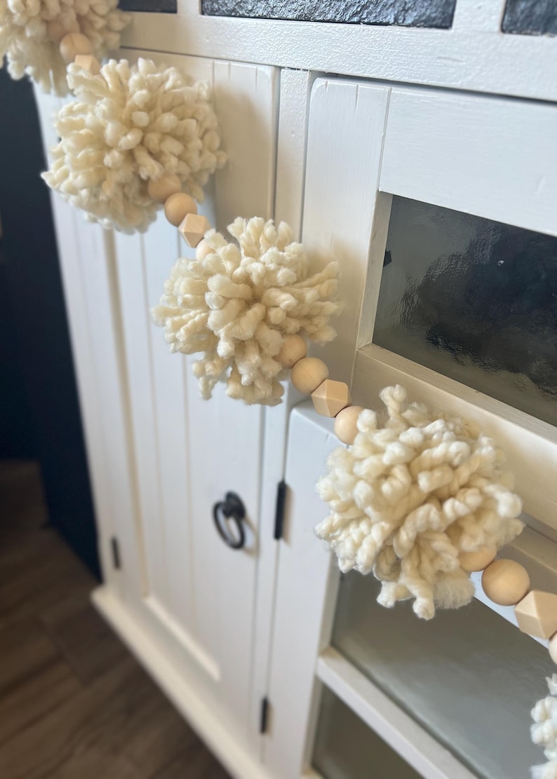 Snowball Beaded Yarn Garland by Themozycorner - Etsy