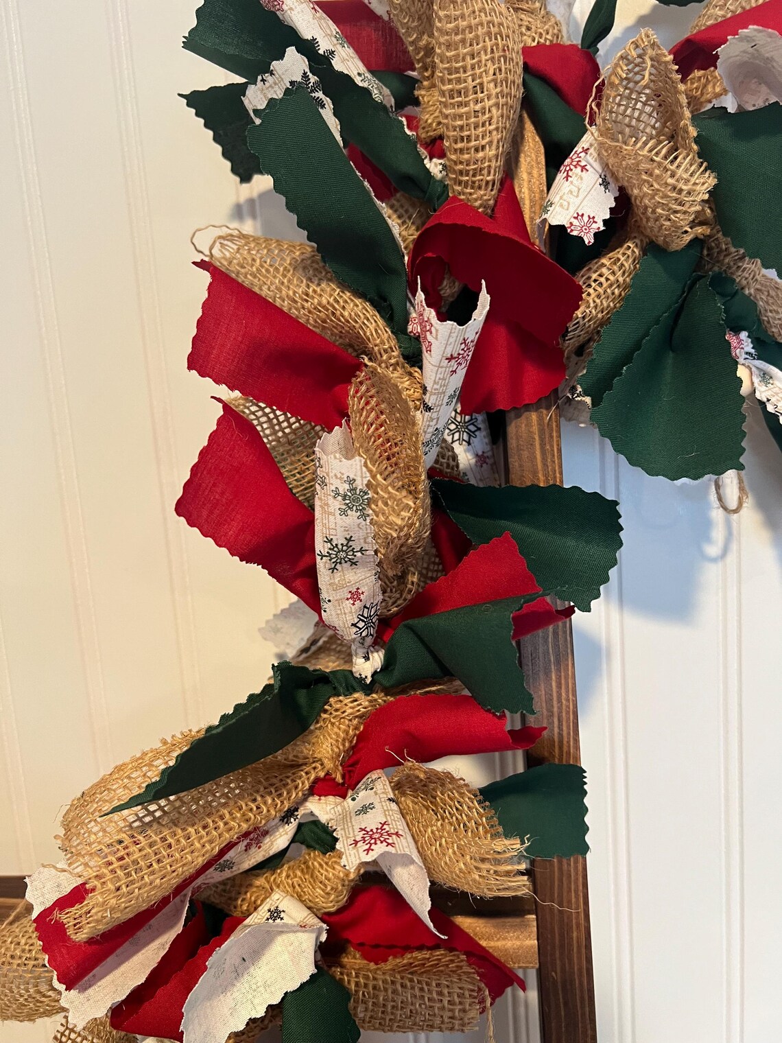 Christmas Snowflake Rag Garland by Themozycorner • Hand Tied Burlap ...