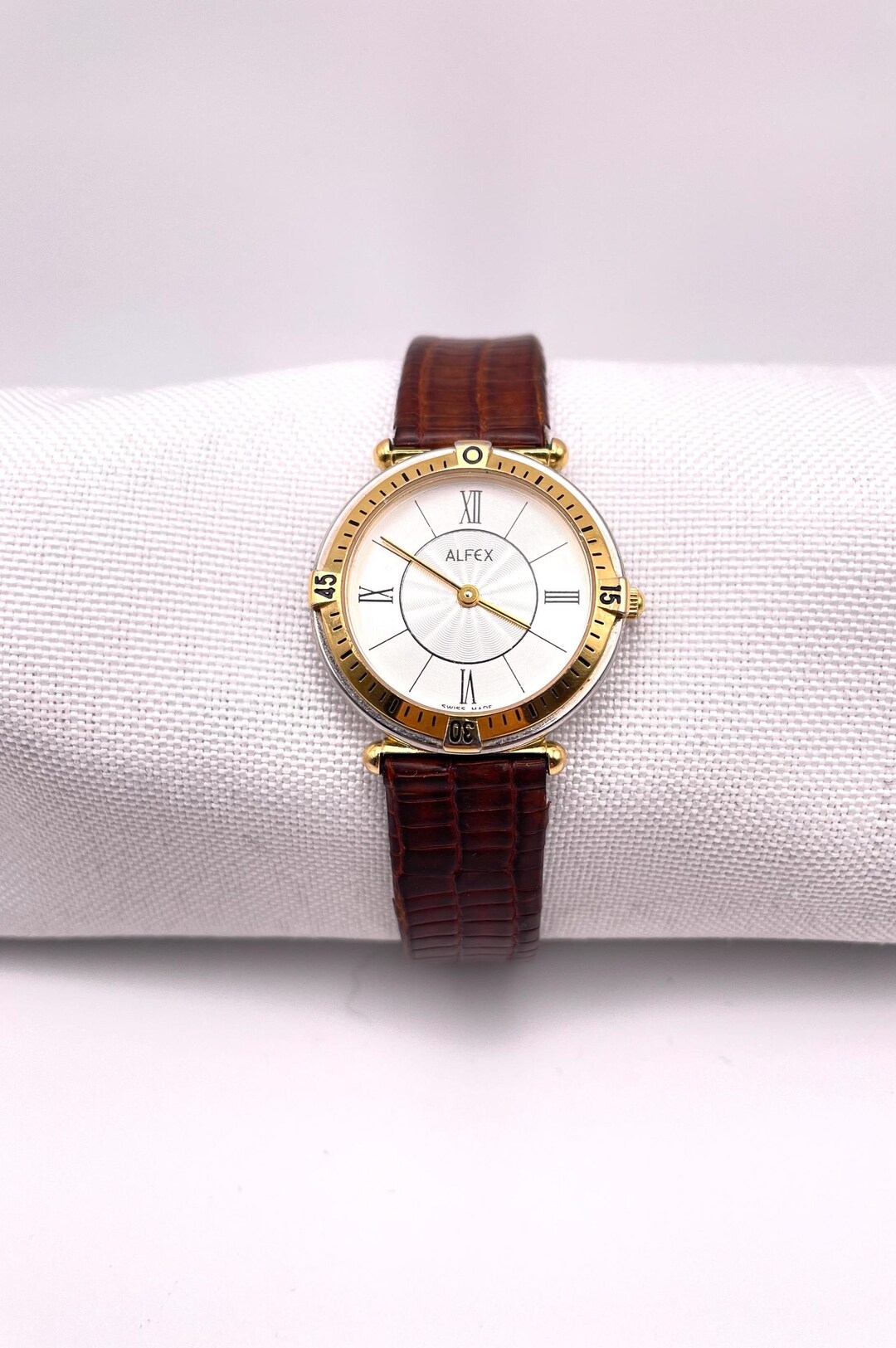 Vintage Swiss Made Ladies ALFEX Silver Sunburst Dial Quartz Wrist Watch - Etsy