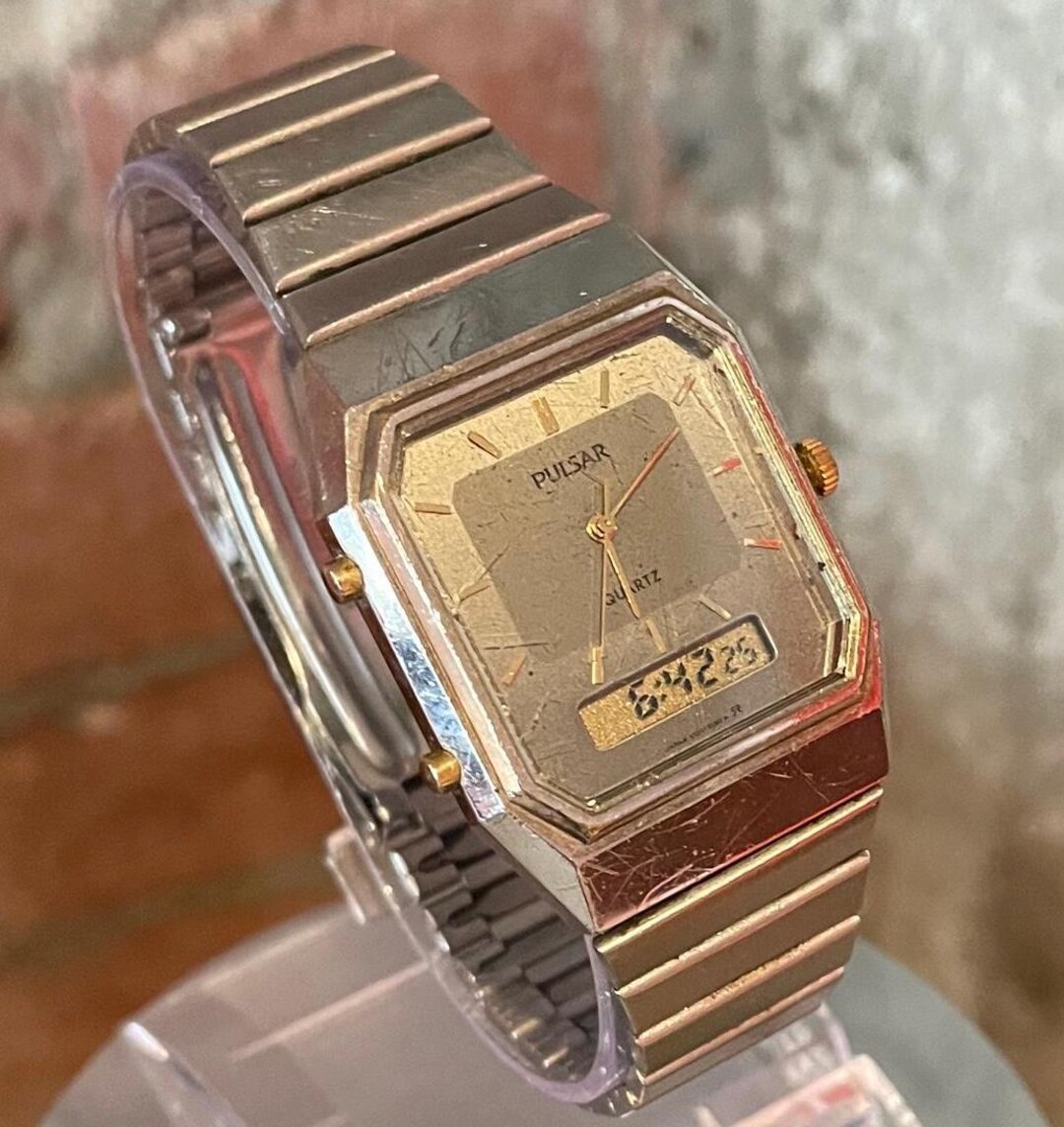 Vintage Very Rare 1980s Pulsar Analog-digital Stainless Steel Quartz ...