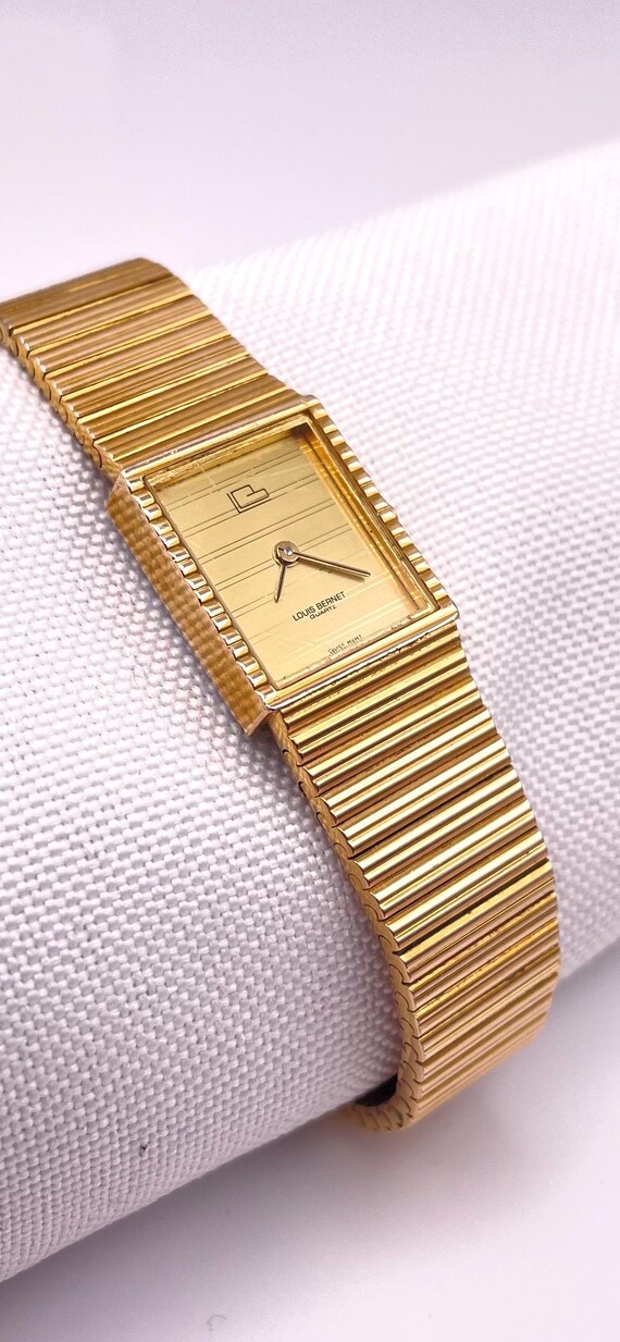 1990s Vintage Swiss LOUIS BERNET Quartz WristWatch Go… - Gem