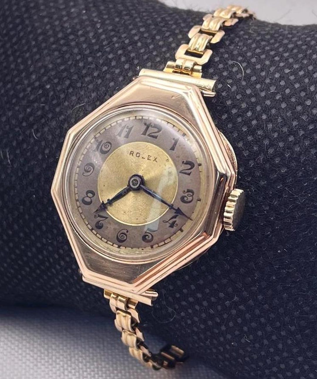 Rare Beautiful Vintage ROLEX 1920s Ladies 9 Kt Gold Octagonal Case 15 ...