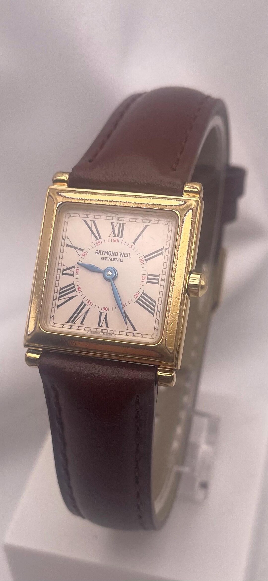 1990s Vintage RAYMOND WEIL Ladies Quartz Wrist Watch, Gold Plated Tank ...
