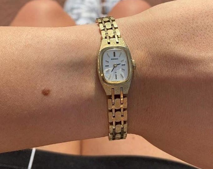Vintage 1970s Ladies Seiko Wristwatch Brushed Gold Plated Rectangular Dial Manual Wind - Etsy