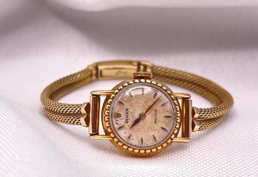 Very Rare 1930s Rolex Precision Ladies 18 Kt Gold Cocktail Wristwatch ...