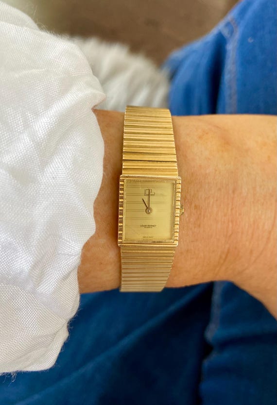 1990s Vintage Swiss LOUIS BERNET Quartz WristWatch Go… - Gem