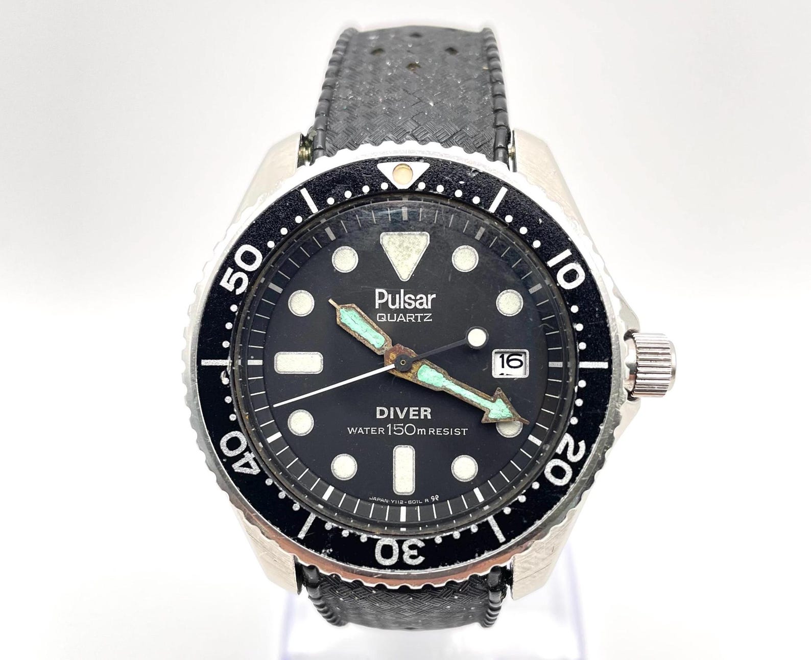 Vintage 1980s Pulsar Diver Pulsar (by Seiko) Quartz Y112-6019 Rotating ...