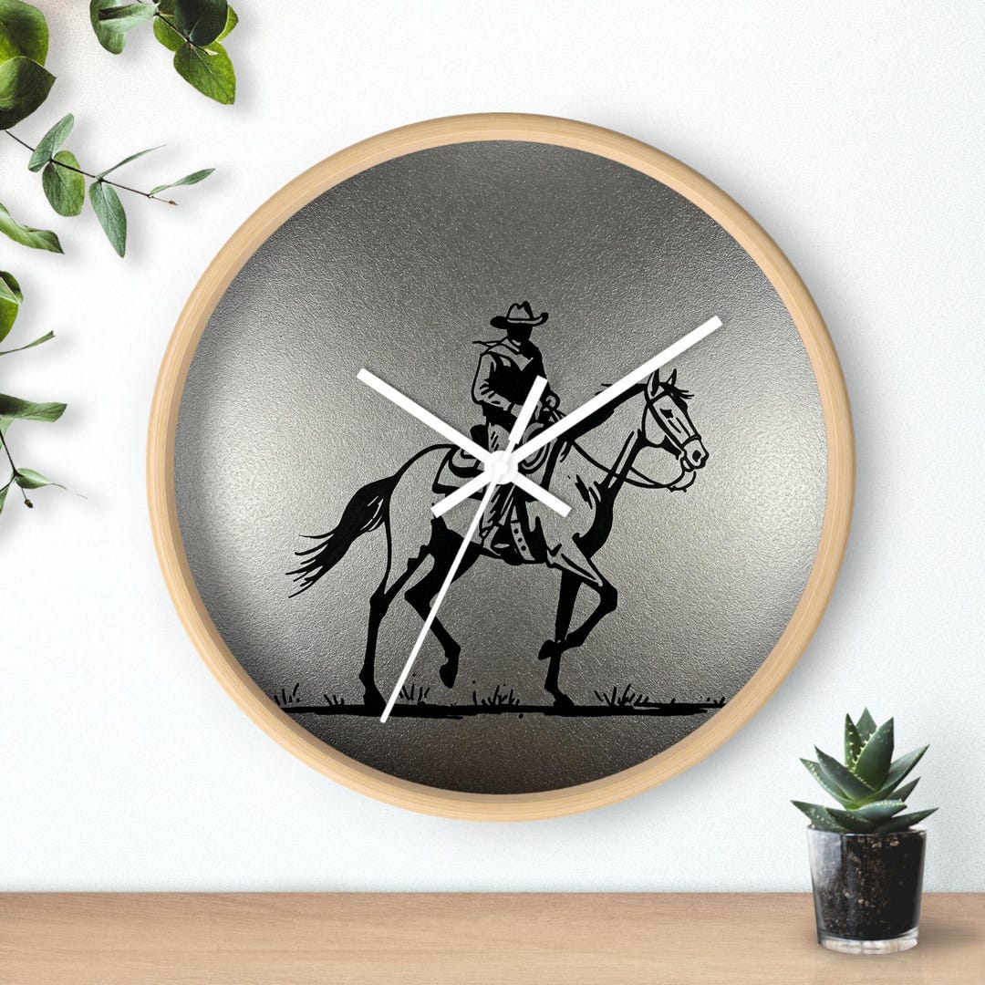 Vintage Cowboy Wall Clock - Rustic Home Decor, Western Style Clock ...
