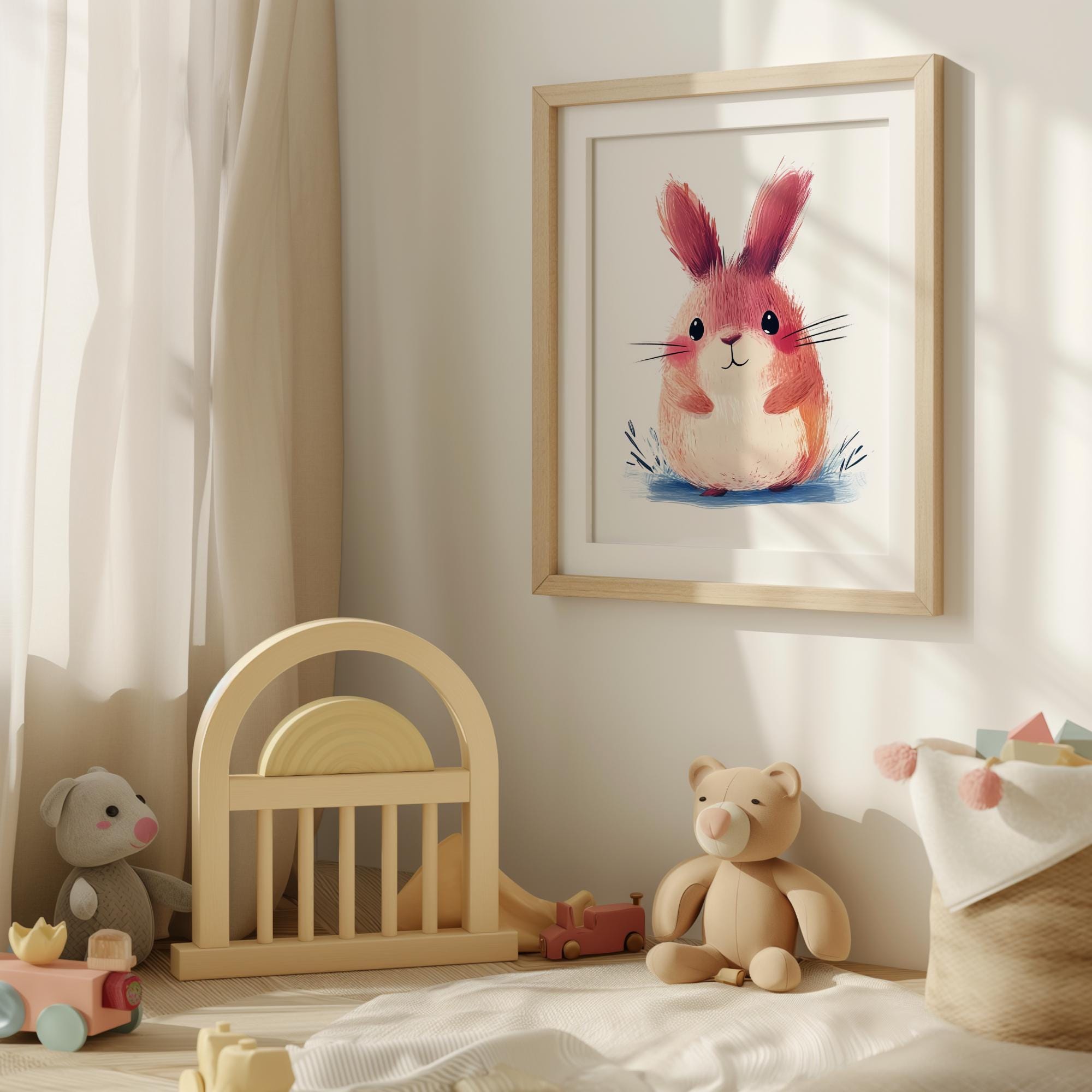 Rabbit Print, Nursery Wall Art, Rabbit Nursery Print, Rabbit Kids ...