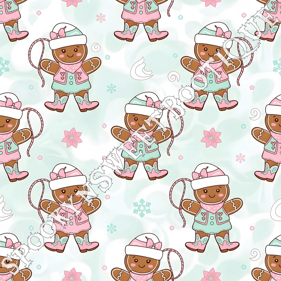 Gingerbread Cowgirls Christmas Seamless File, Country Western Cowgirl ...