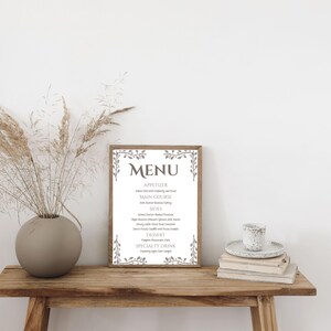 Chic Menu Template, Breakfast, Lunch or Dinner Menu Printable for ...