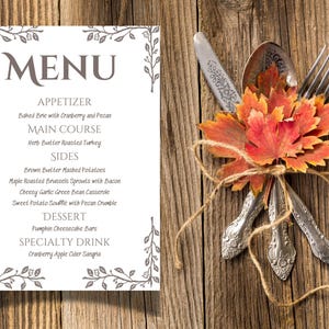 Chic Menu Template, Breakfast, Lunch or Dinner Menu Printable for ...