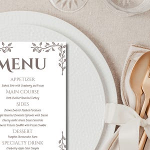 Chic Menu Template, Breakfast, Lunch or Dinner Menu Printable for ...