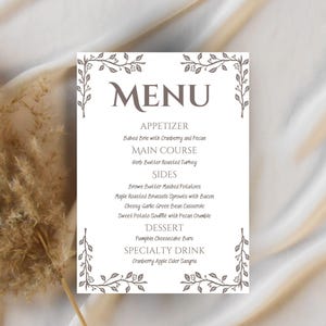 Chic Menu Template, Breakfast, Lunch or Dinner Menu Printable for ...