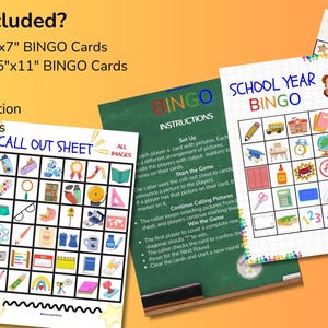 School Bingo Game for Kids, Digital Printable Cards, Instant Download ...