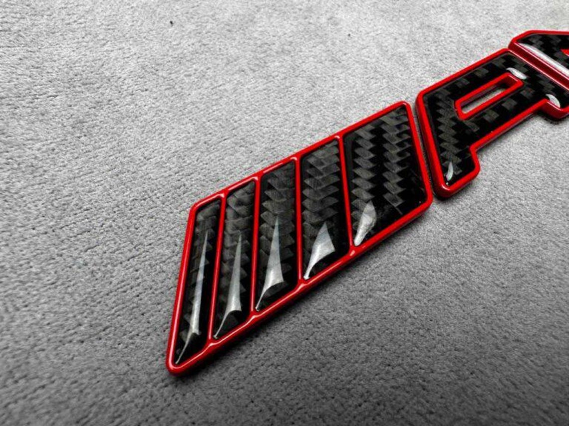 AMG G63 Emblem New Style Metal Red and Carbon Brabus Style for Mercedes ...