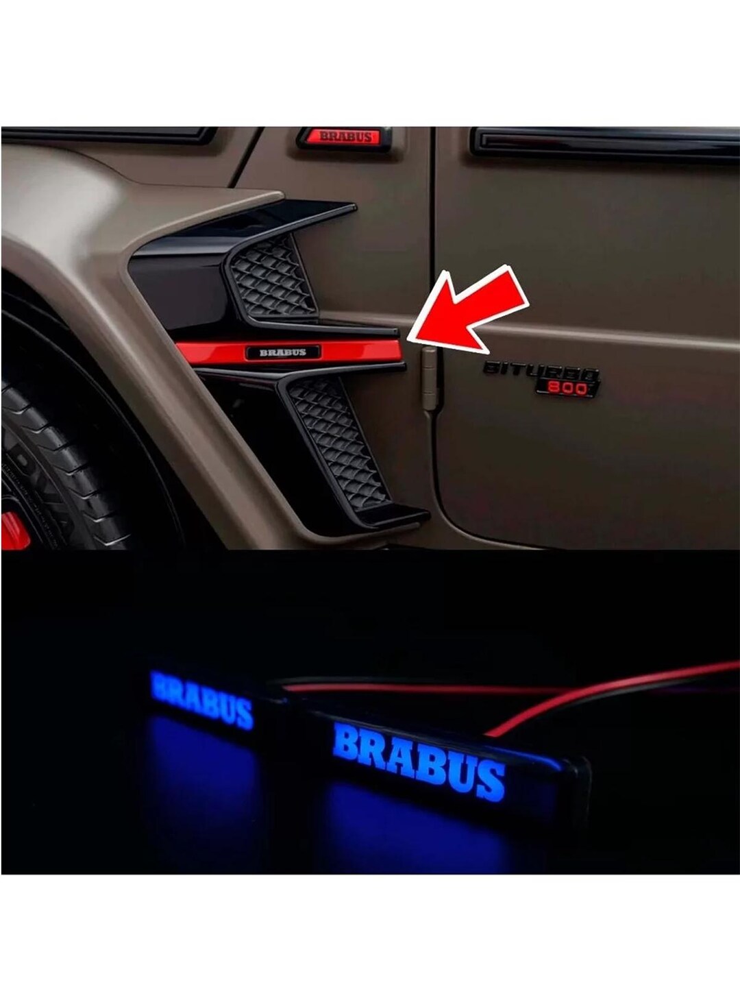 W463A BLUE LED Brabus Style Emblem for Fender Inserts Brabus Widestar ...