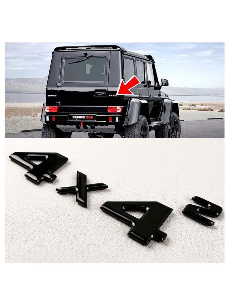 Black 4x4 Squared Badge Trunk Emblem Sticker Metallic 4pcs for Mercedes ...