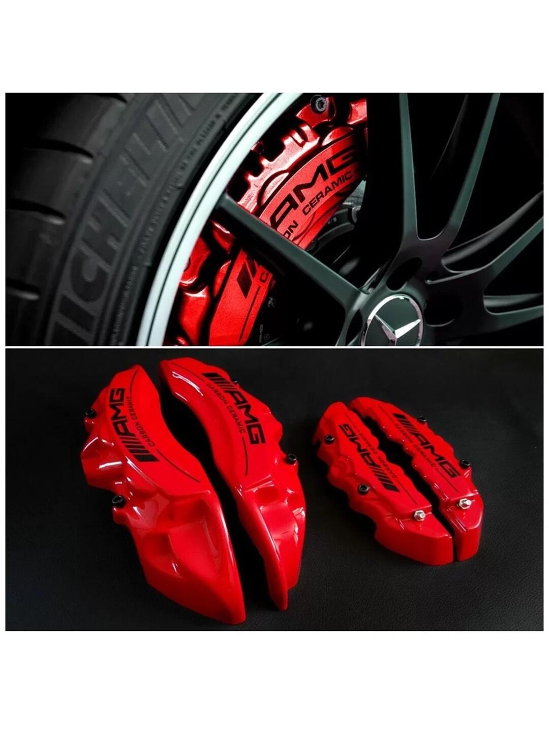 Fiberglass Red AMG Carbon Ceramic Brake Caliper Covers for Mercedes ...
