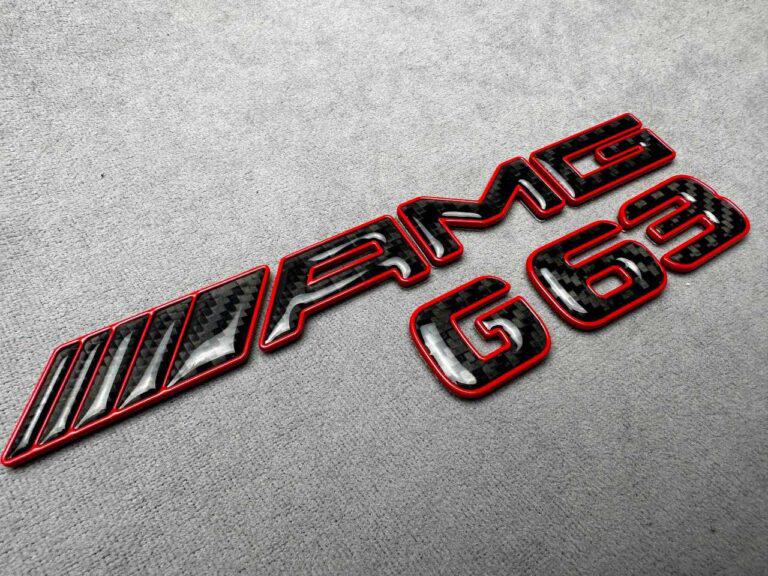 AMG G63 Emblem New Style Metal Red and Carbon Brabus Style for Mercedes ...