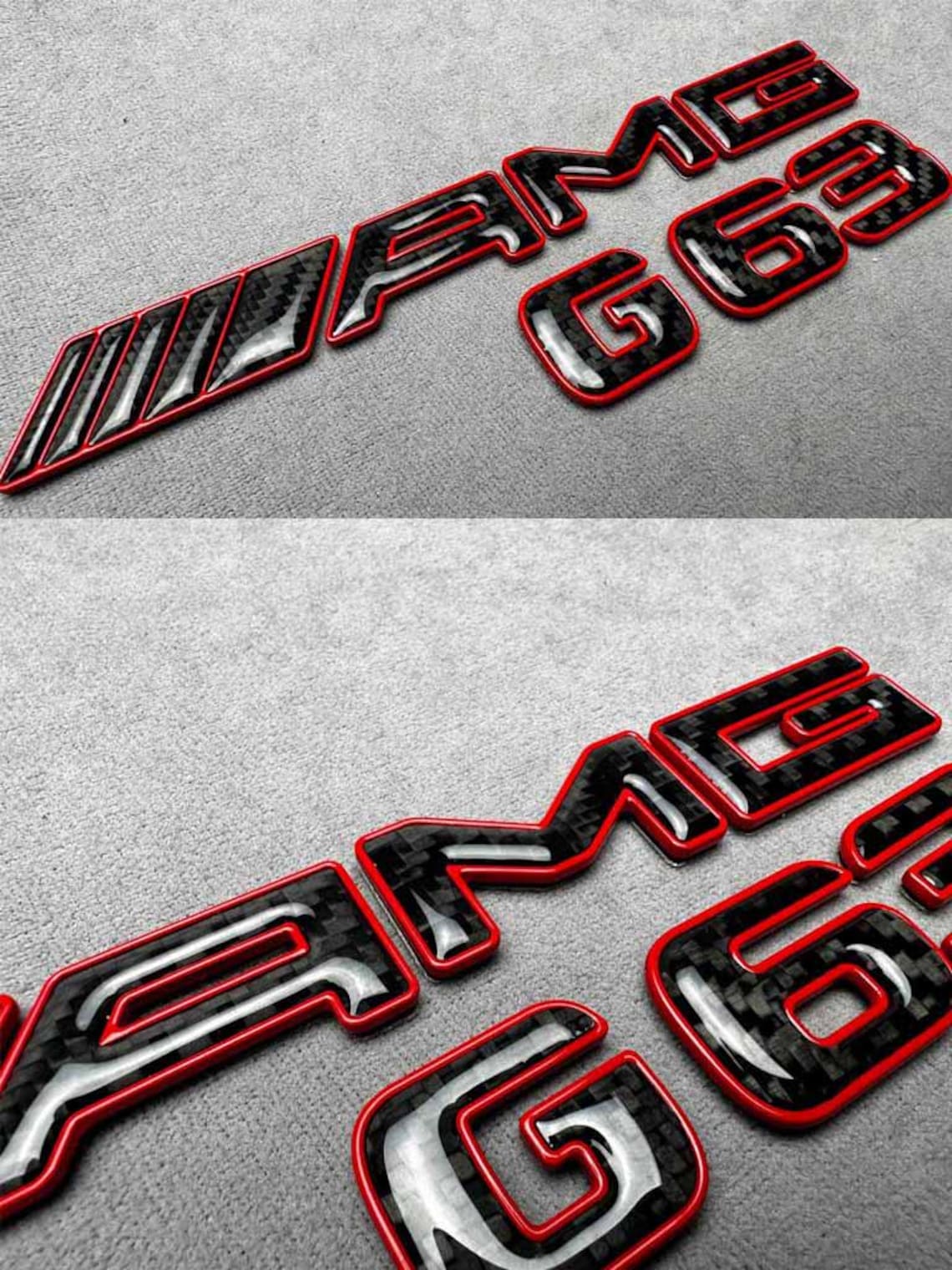 AMG G63 Emblem New Style Metal Red and Carbon Brabus Style for Mercedes ...