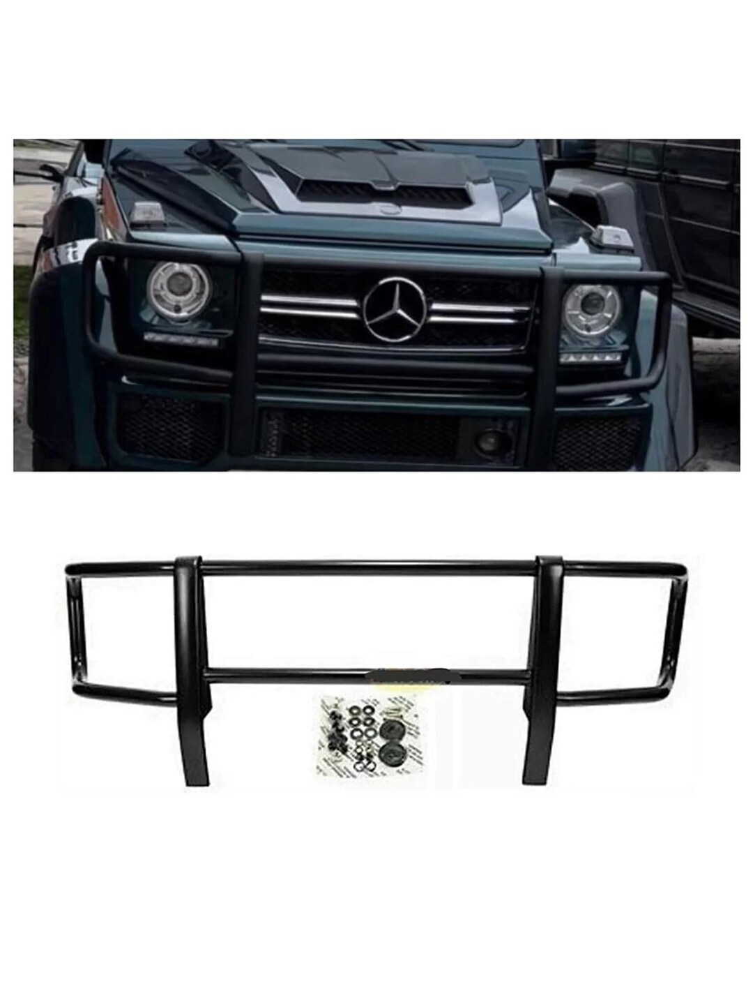 Front Bumper Guard Stainless Steel Black Protection Guard for Mercedes ...