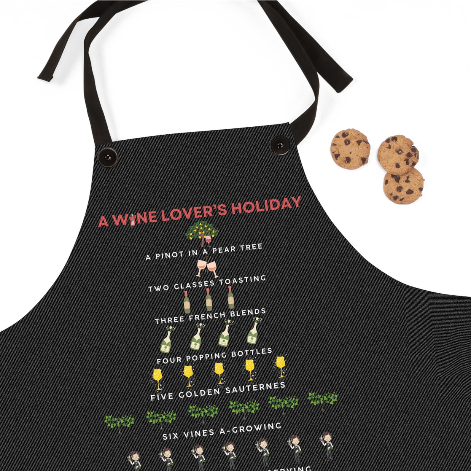 Wine Themed Apron, 12 Days of Christmas, Kitchen Apron, Cooking Apron ...