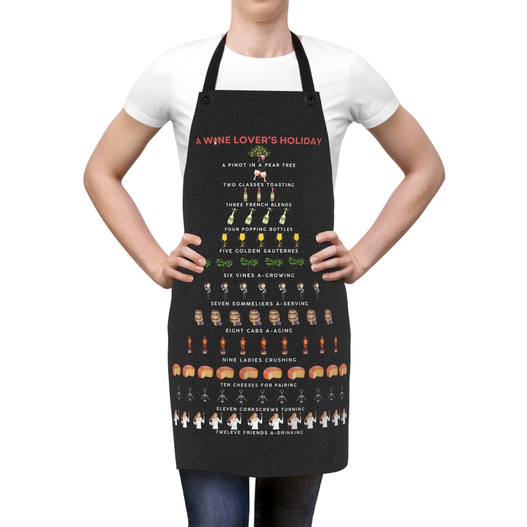 Wine Themed Apron, 12 Days of Christmas, Kitchen Apron, Cooking Apron ...