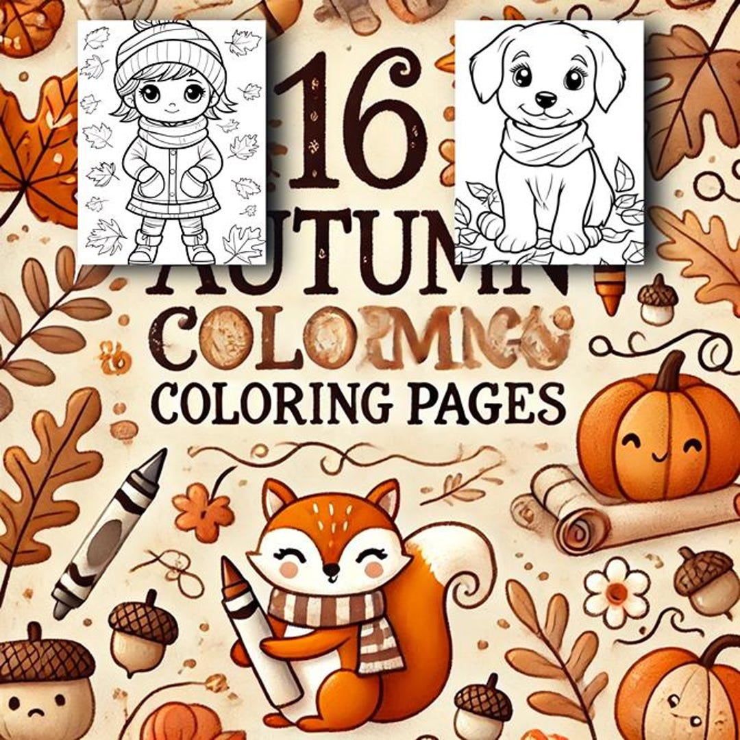 Cute and Cozy Autumn Coloring Book 16 PDF Pages. - Etsy