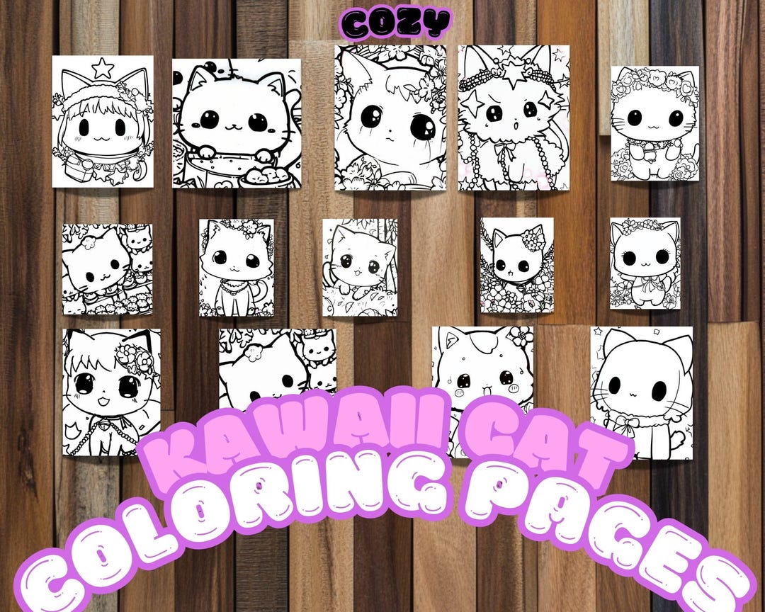 Kawaii Cozy Cat Coloring Pages 25 Adorable Printable Coloring Pages for ...