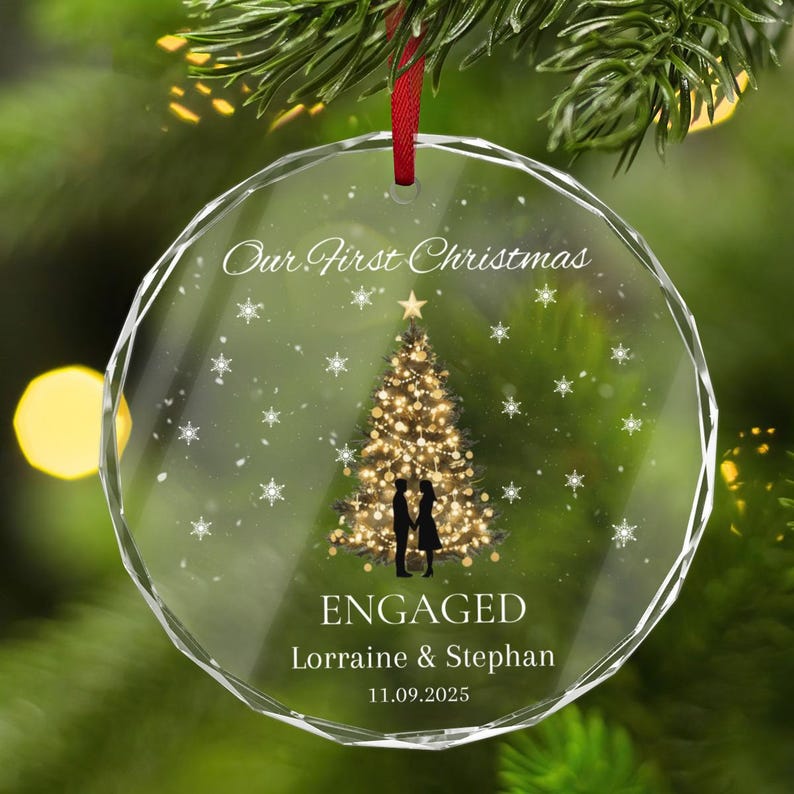 Personalized Our First Christmas Engaged Crystal Ornament - Etsy