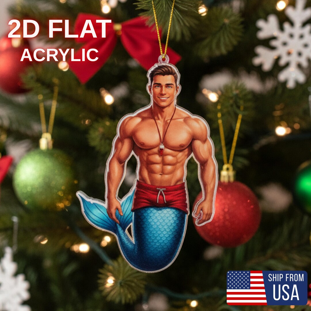 Lifeguard Merman Acrylic Christmas Ornament, Funny Holiday Decor - Etsy