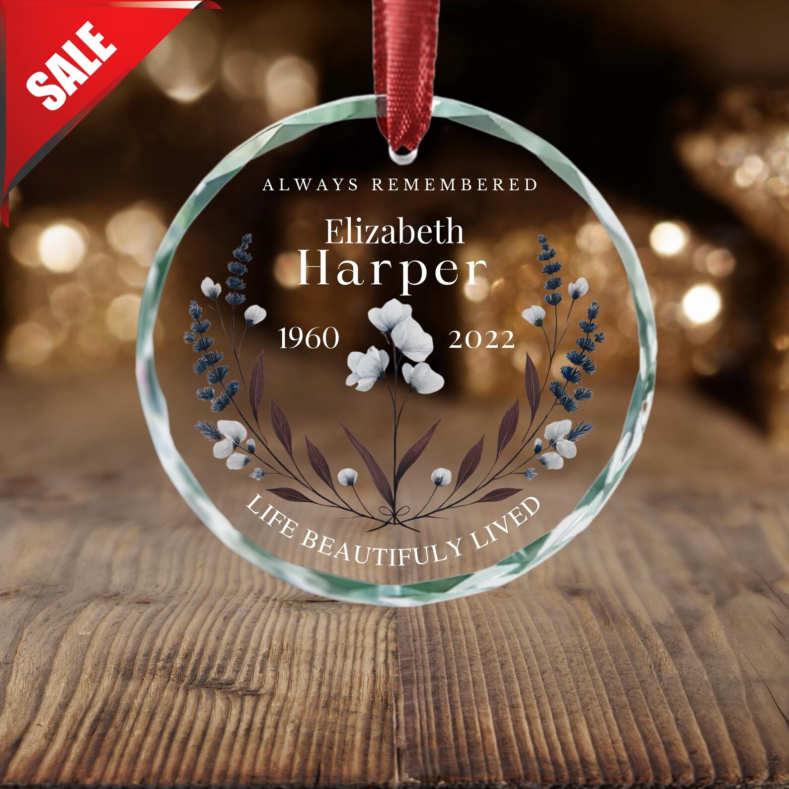 Personalized Crystal Glass Memorial Ornament: Tribute Decoration - Etsy