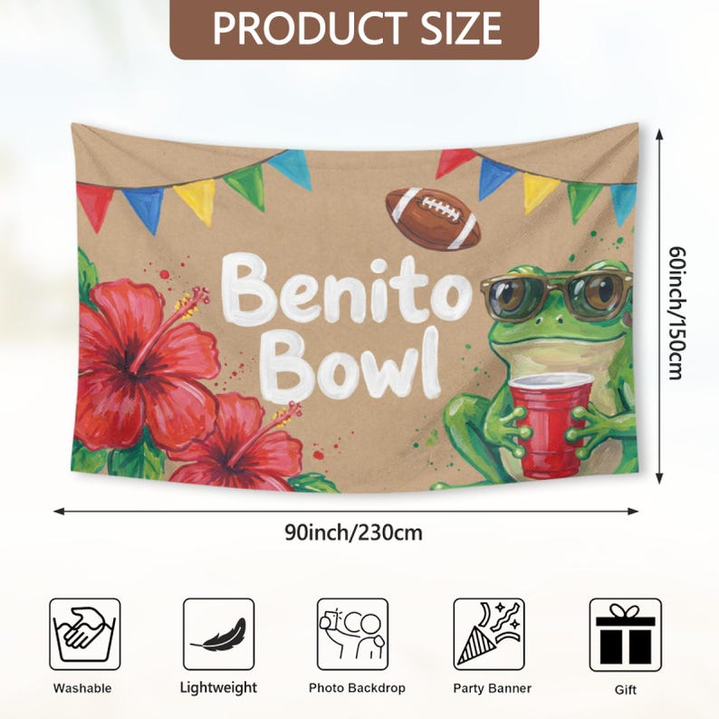 Benito Bowl Frog Tapestry, Game Day Party Wall Decor, Tropical Football ...