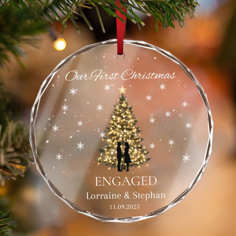 Personalized Our First Christmas Engaged Crystal Ornament - Etsy