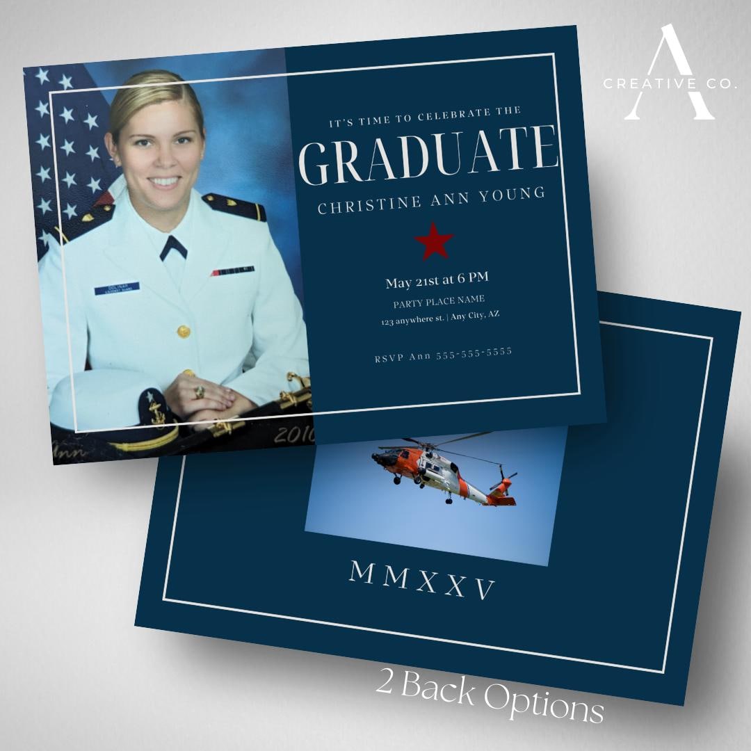 Military Graduation Invitation | Patriotic Class of 2025 | Editable ...