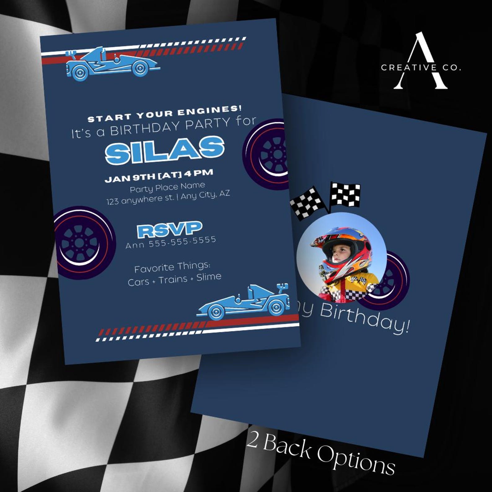 Race Car Birthday Party Invitation | Editable Digital Template - Etsy