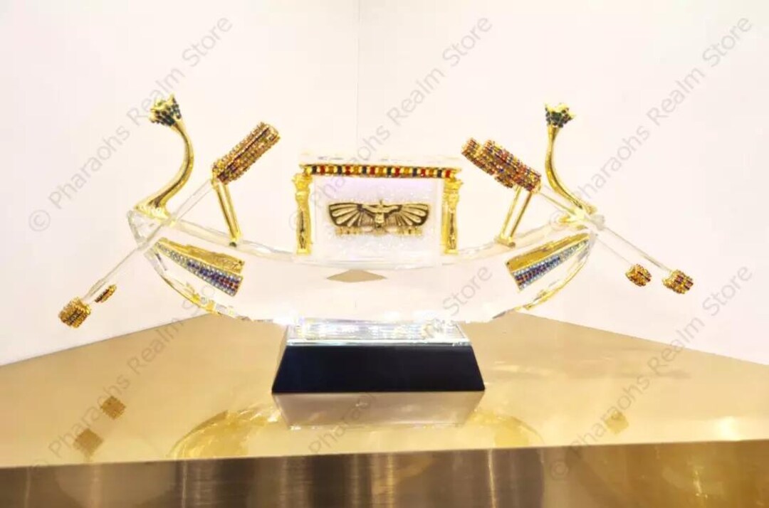 King Tutankhamun’s Crystal Pharaoh Solar Boat, Ancient Egyptian Amulet ...
