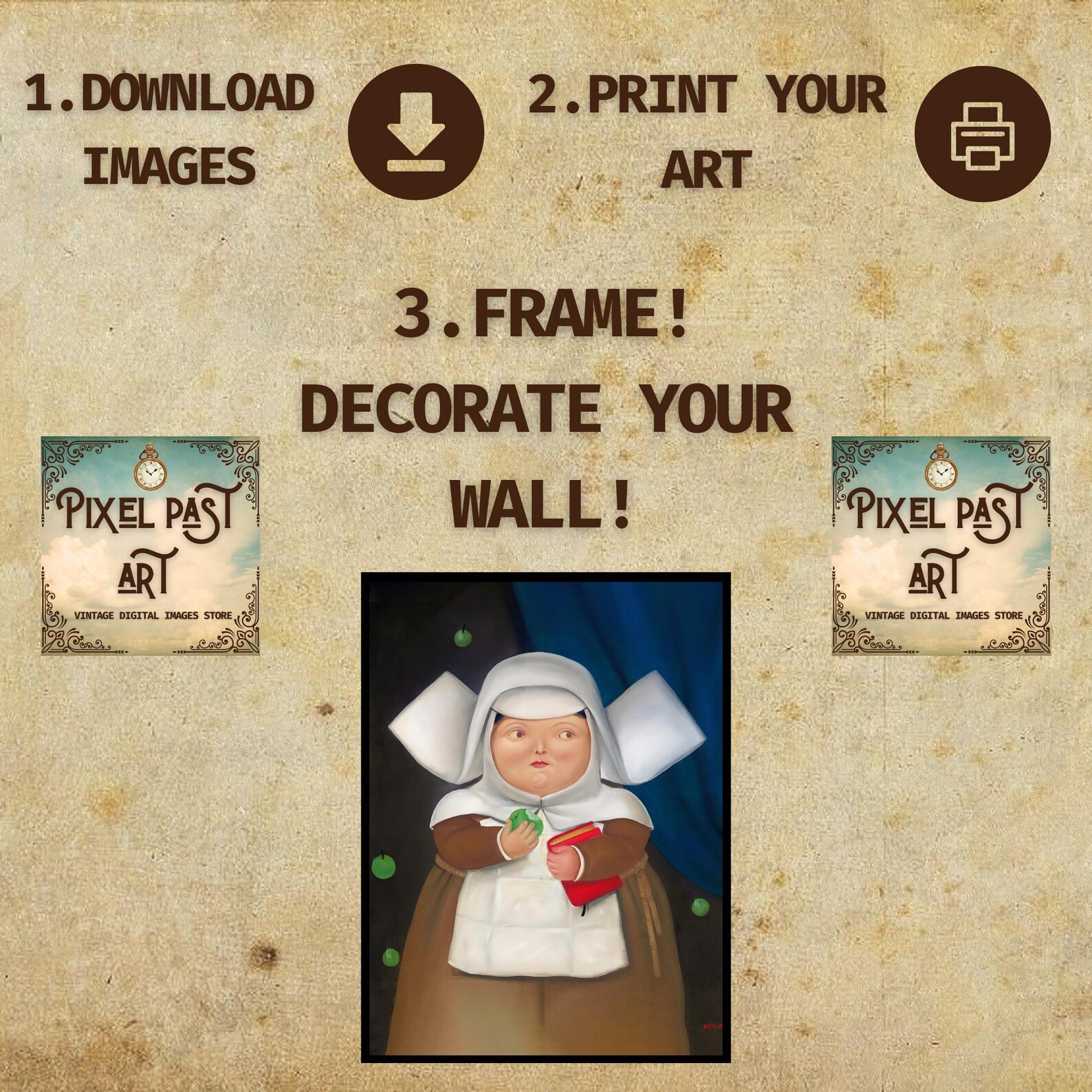 Nun Eating an Apple Fernando Botero Digital Download Printable Wall Art ...