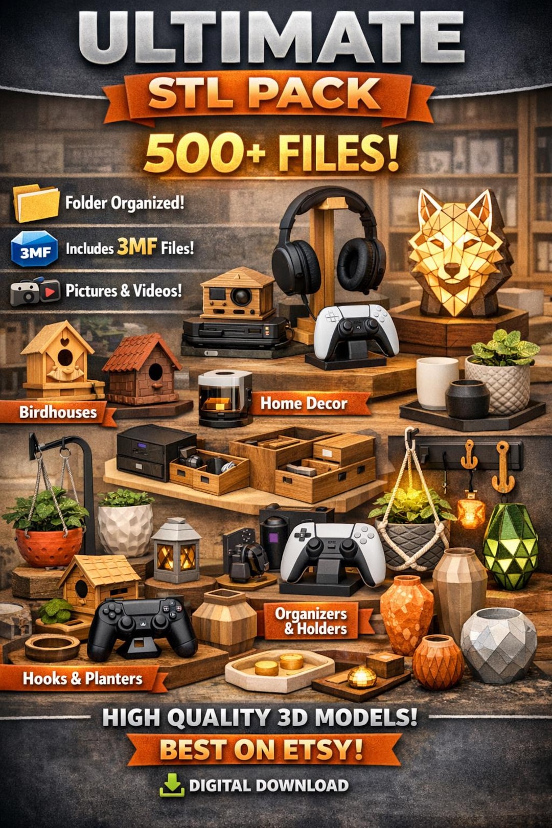 500+ Home Decor STL Files – 3D Printer Models (digital Download) - Etsy