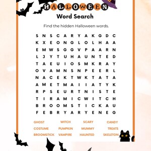Spooky Word Search, Halloween Fun Activity, Party Game for Halloween ...