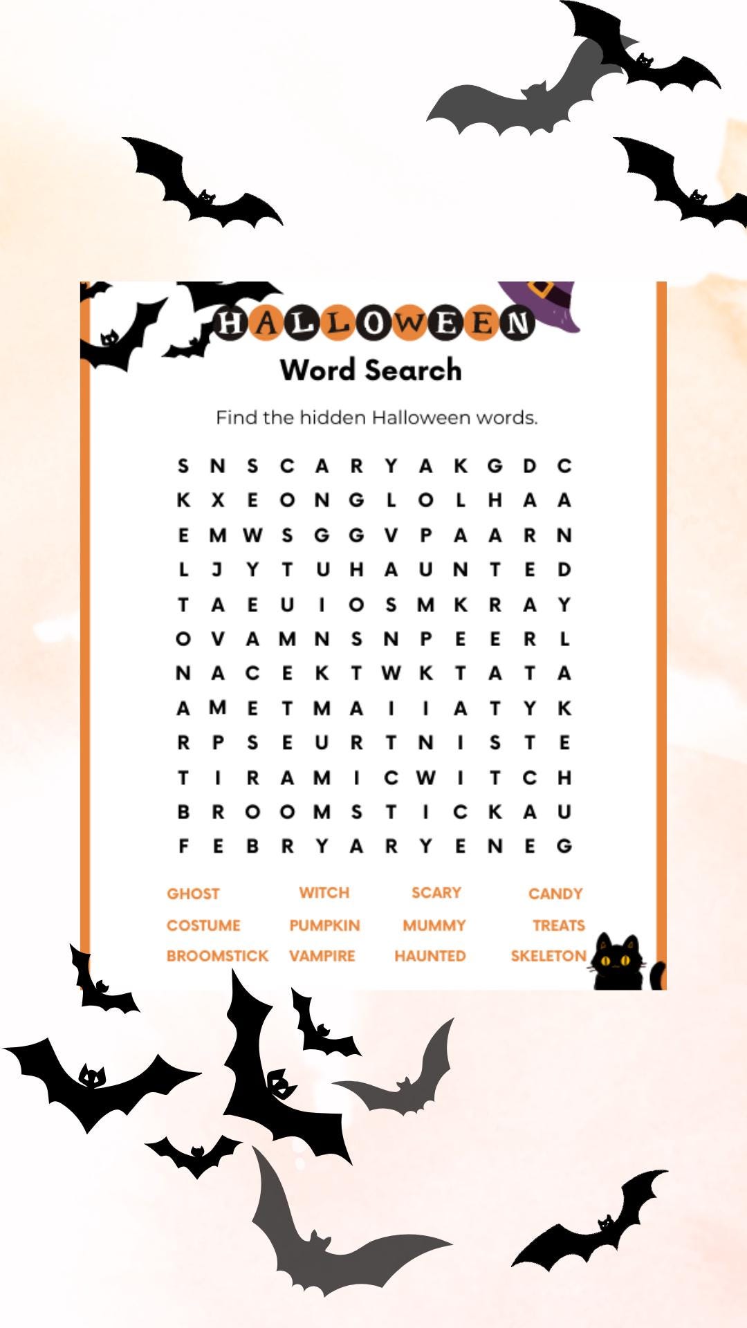 Spooky Word Search, Halloween Fun Activity, Party Game for Halloween ...