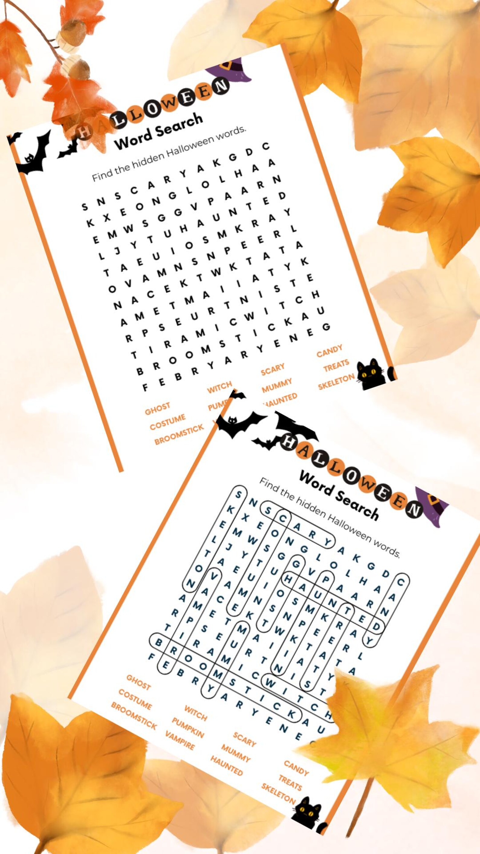 Spooky Word Search, Halloween Fun Activity, Party Game for Halloween ...