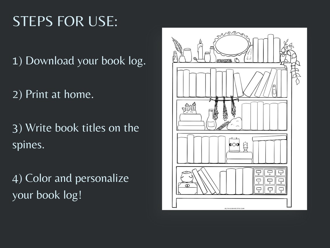 Witchy Book Log Magic Fantasy Bookshelf Tracker Printable Reading Log ...