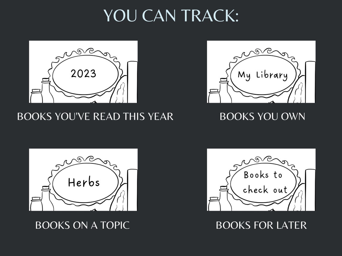 Witchy Book Log Magic Fantasy Bookshelf Tracker Printable Reading Log ...