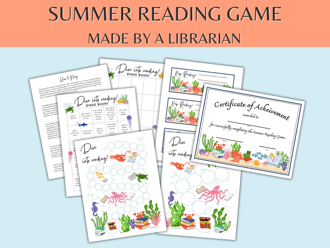 Summer Reading Game Printable, Summer Reading Challenge, Printable ...