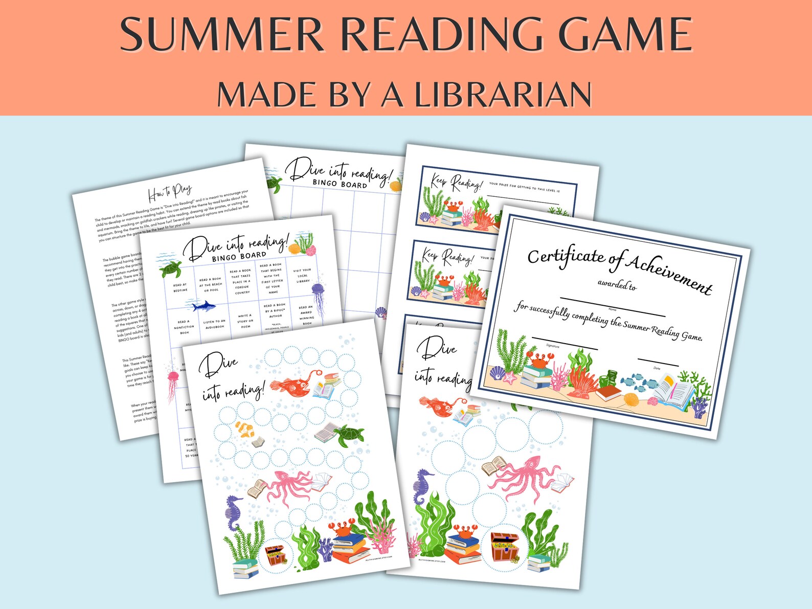 Summer Reading Game Printable, Summer Reading Challenge, Printable ...